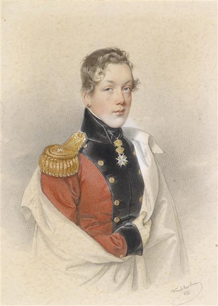 Portrait of an Austrian prince in uniform, 1833 - Josef Kriehuber ...