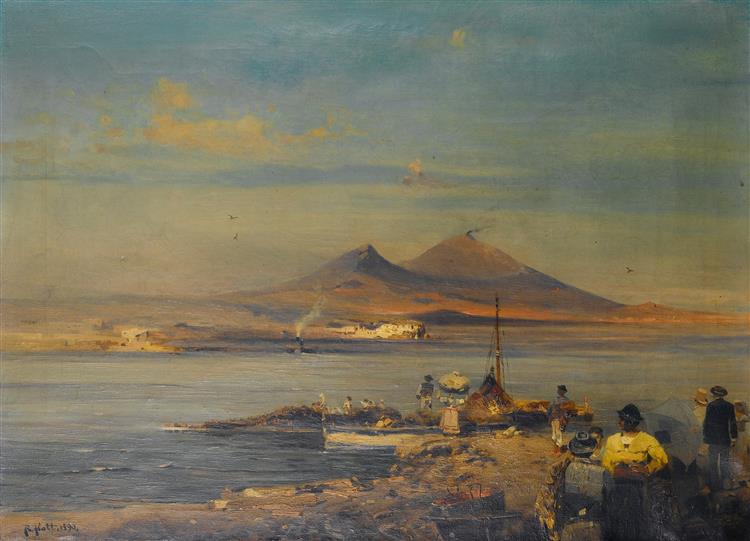 Unloading the catch, Bay of Naples, 1890 - Robert Alott - WikiArt.org