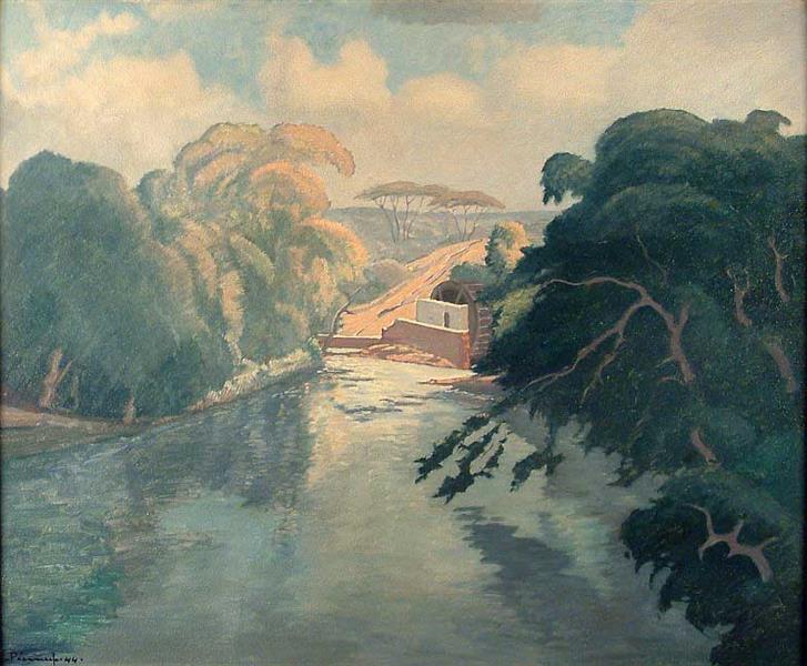 1944 - Watermill near Stellenbosch - Jacobus Hendrik Pierneef - WikiArt.org