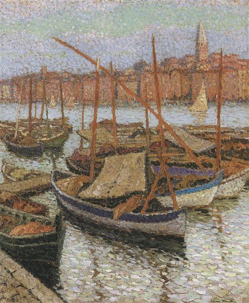 Sailboats in the Port - Henri Martin - WikiArt.org